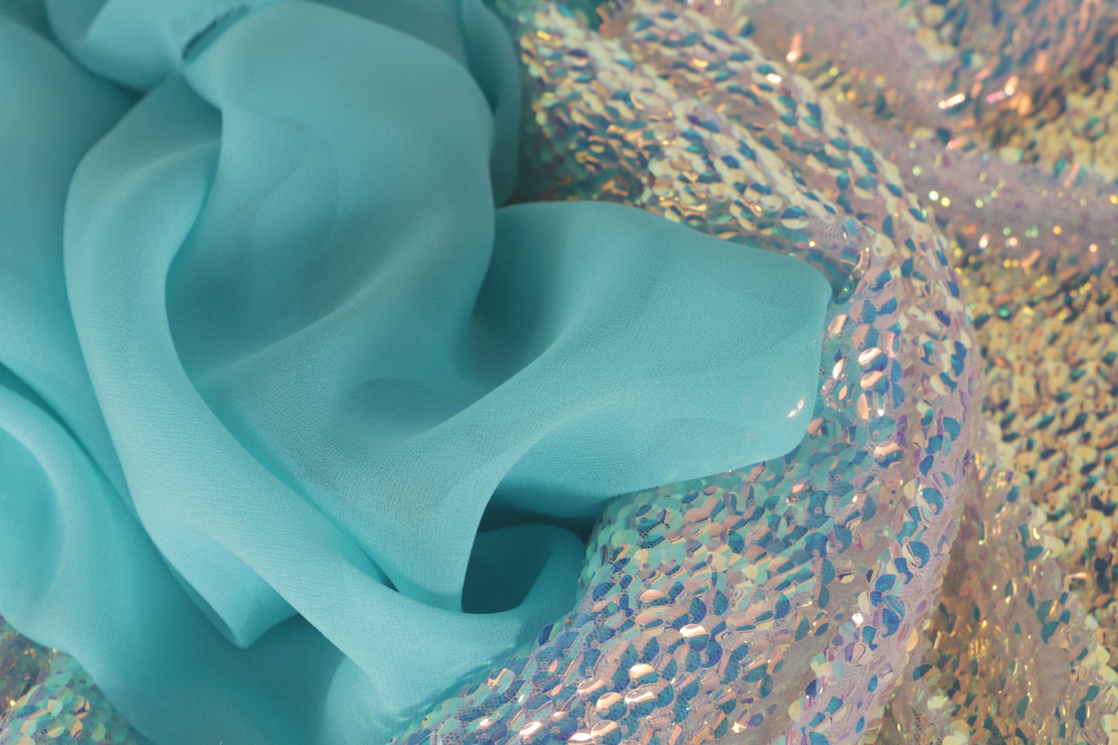 Wave Blue Silk Georgette fabric for dressmaking