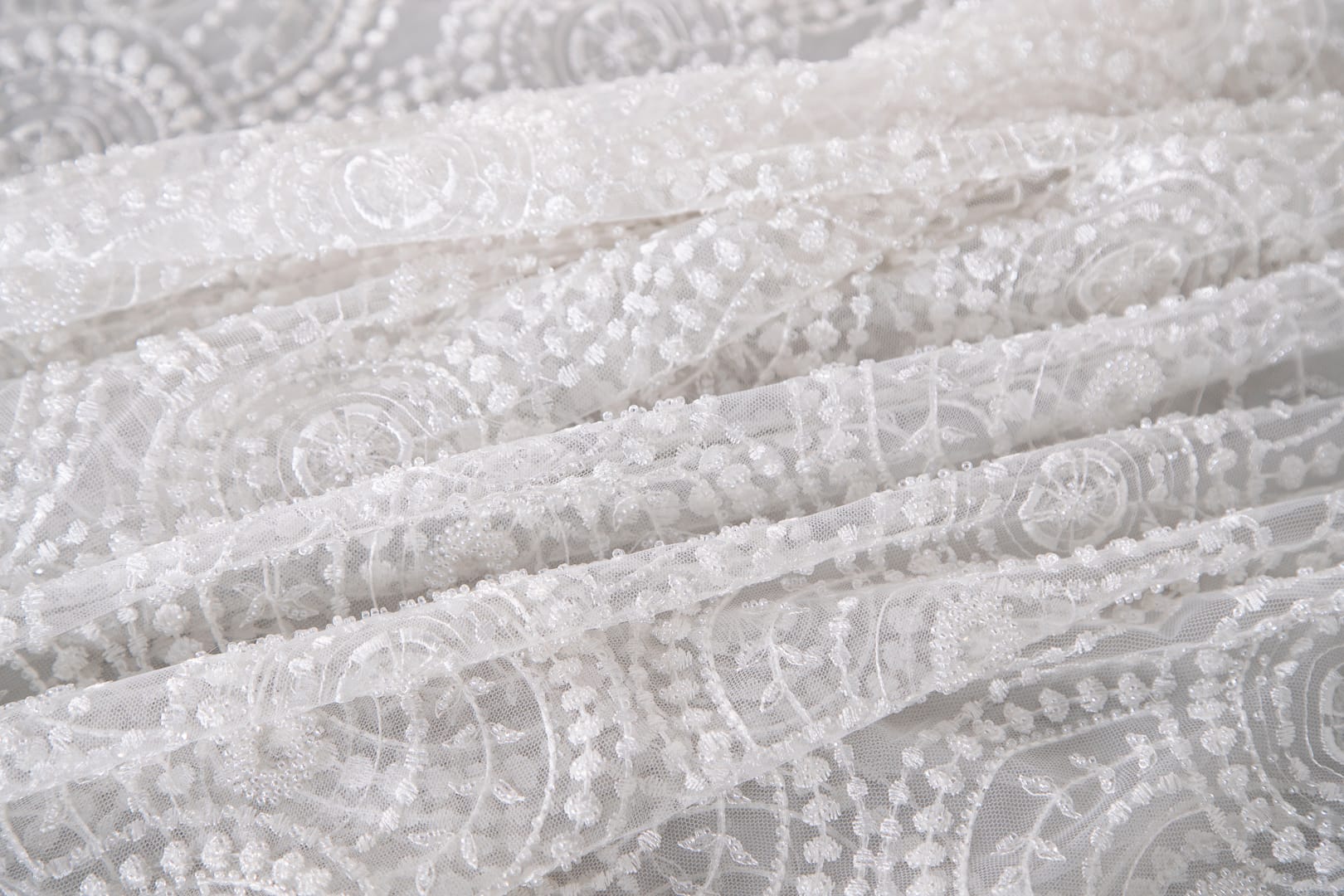 White Polyester fabric for dressmaking