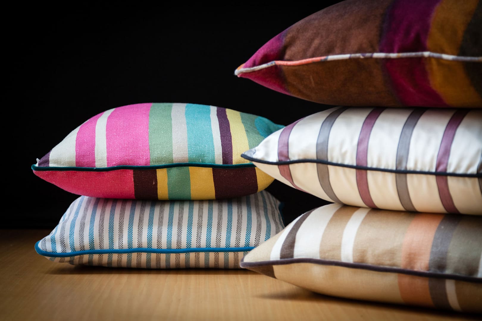 Coordinated collections of upholstery and curtains fabrics for interio