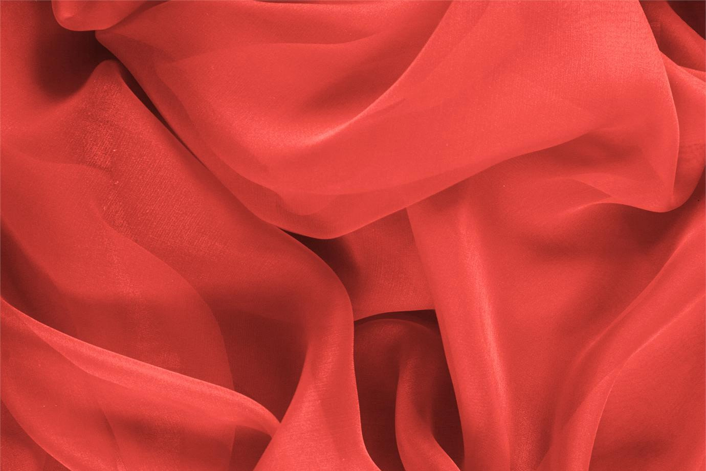 Geranium Red Silk Organza Apparel Fabric