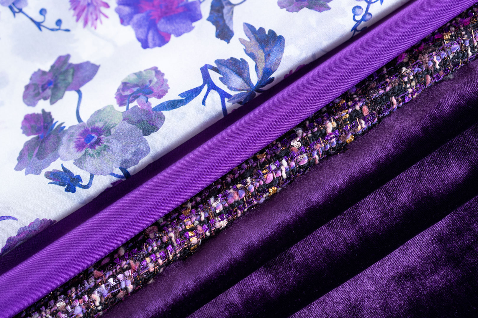 Fine purple fabrics for apparel and high fashion | new tess