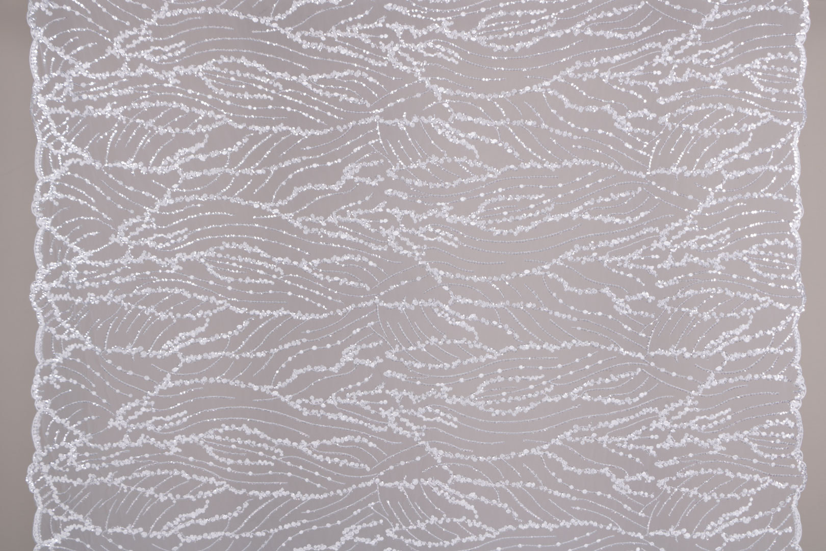 Silver, White Polyester, Viscose fabric for dressmaking