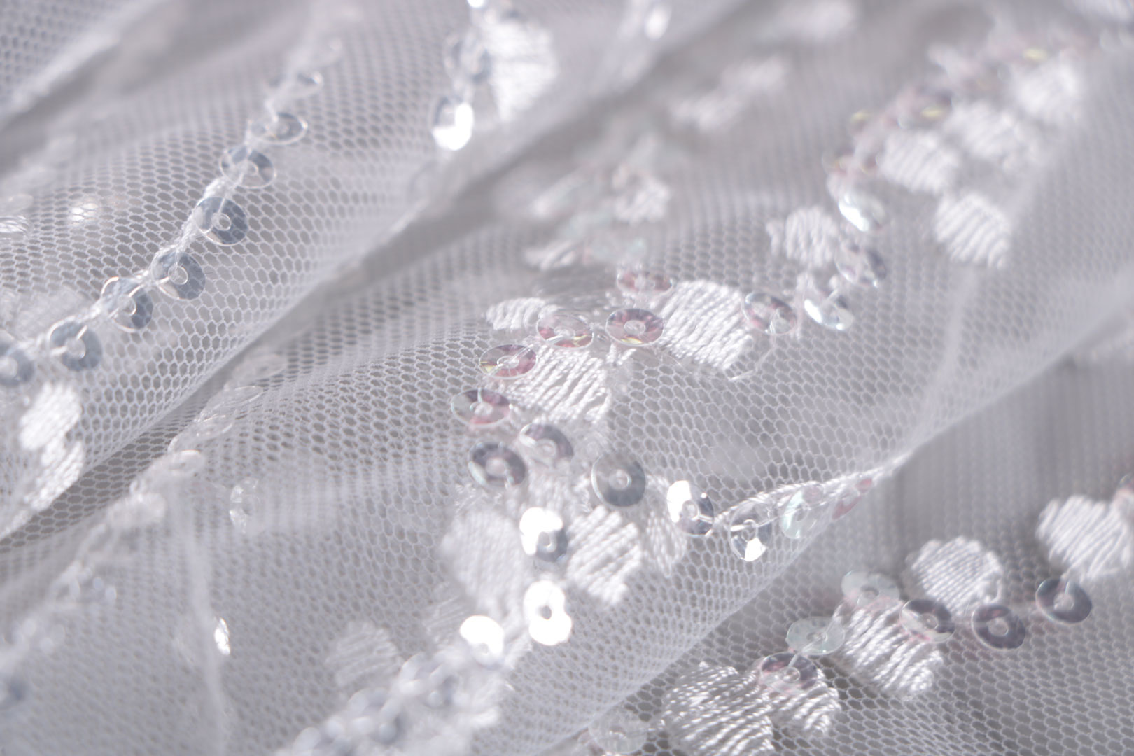 Silver, White Polyester, Viscose fabric for dressmaking