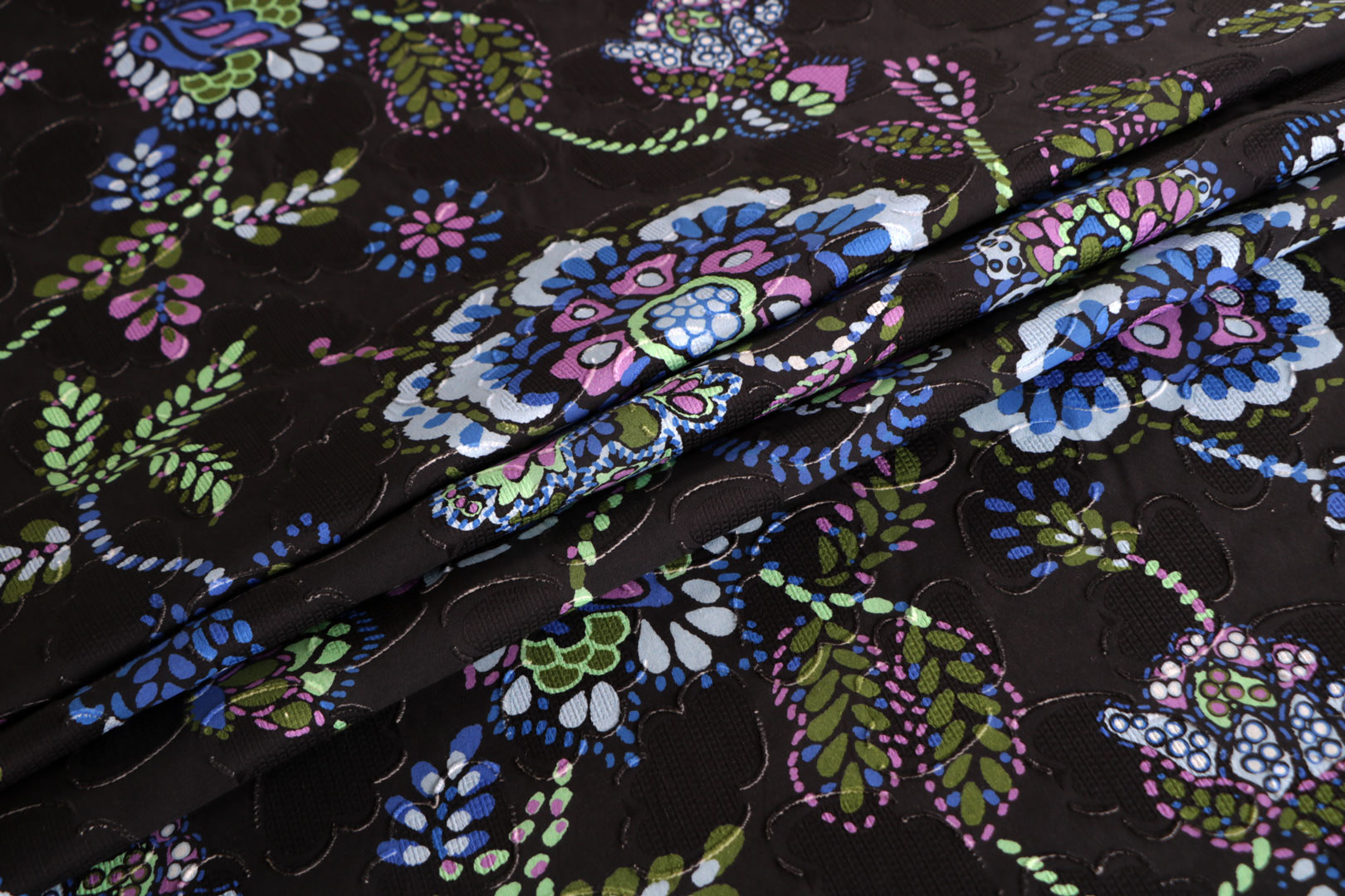Black, Multicolor Cotton fabric for dressmaking