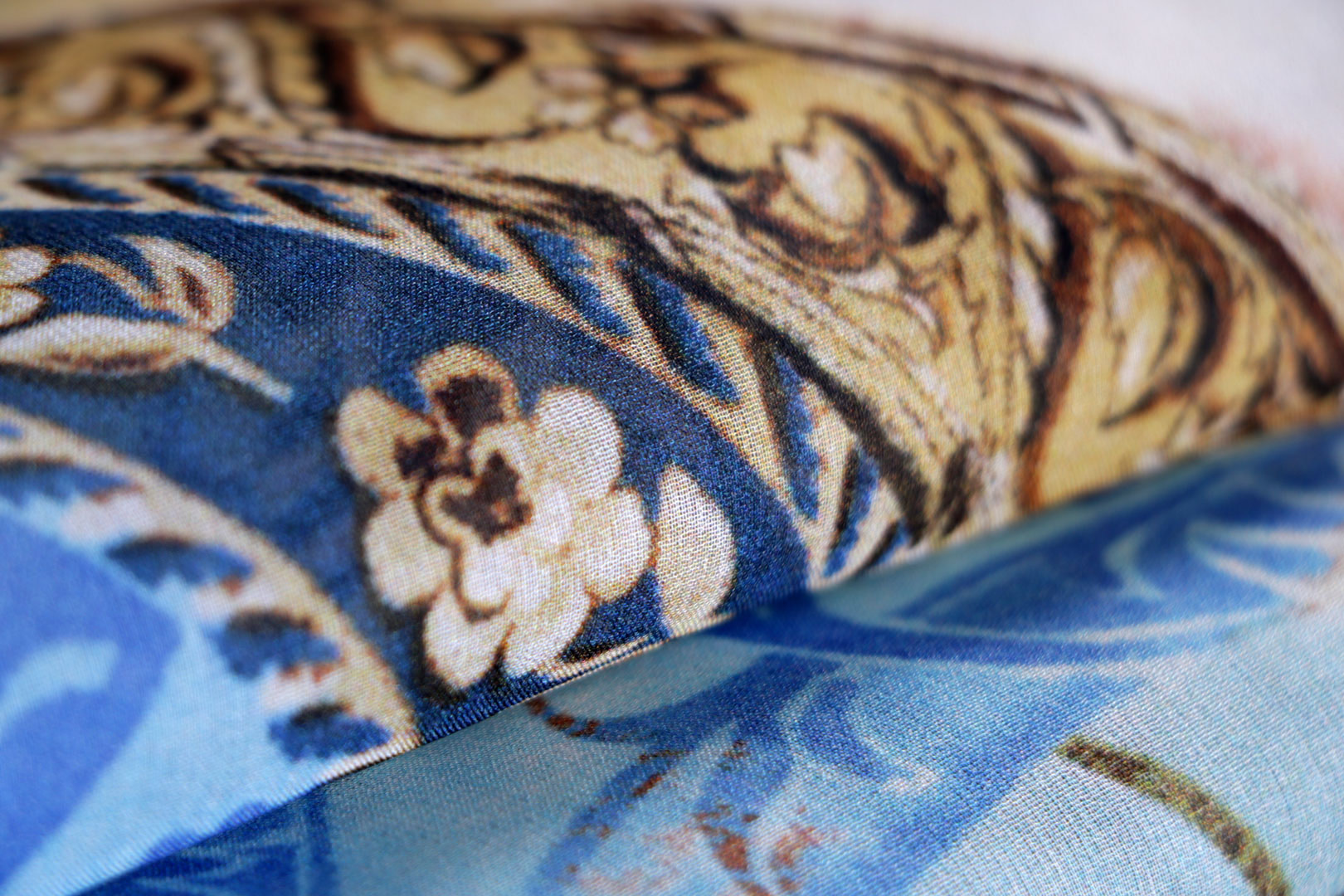 Blue, Brown Silk Georgette fabric for dressmaking