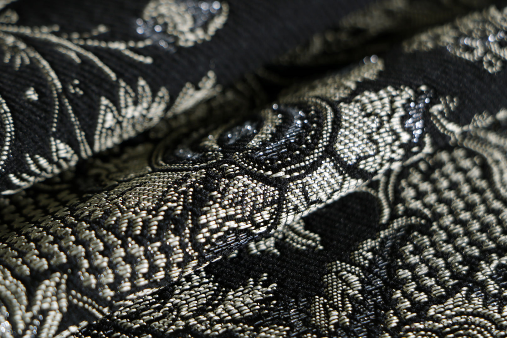 Black, Silver Polyester, Viscose fabric for dressmaking