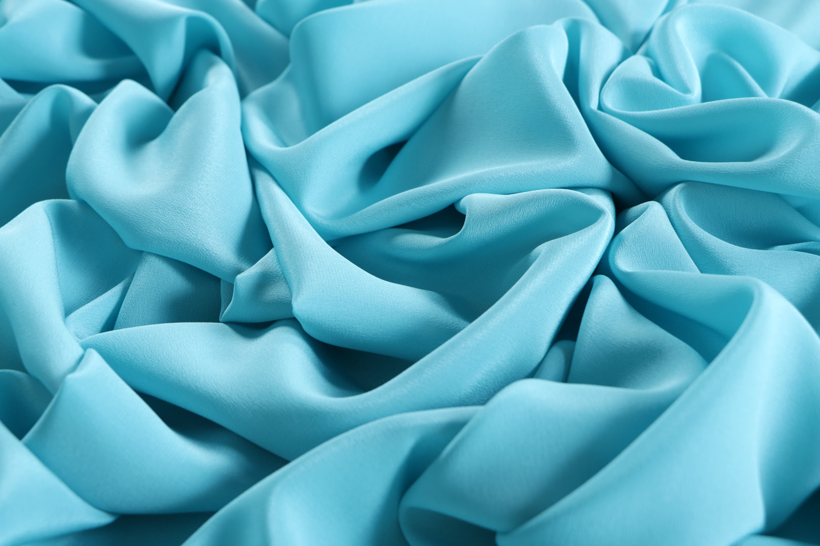 Wave Blue Silk Crêpe de Chine Apparel Fabric