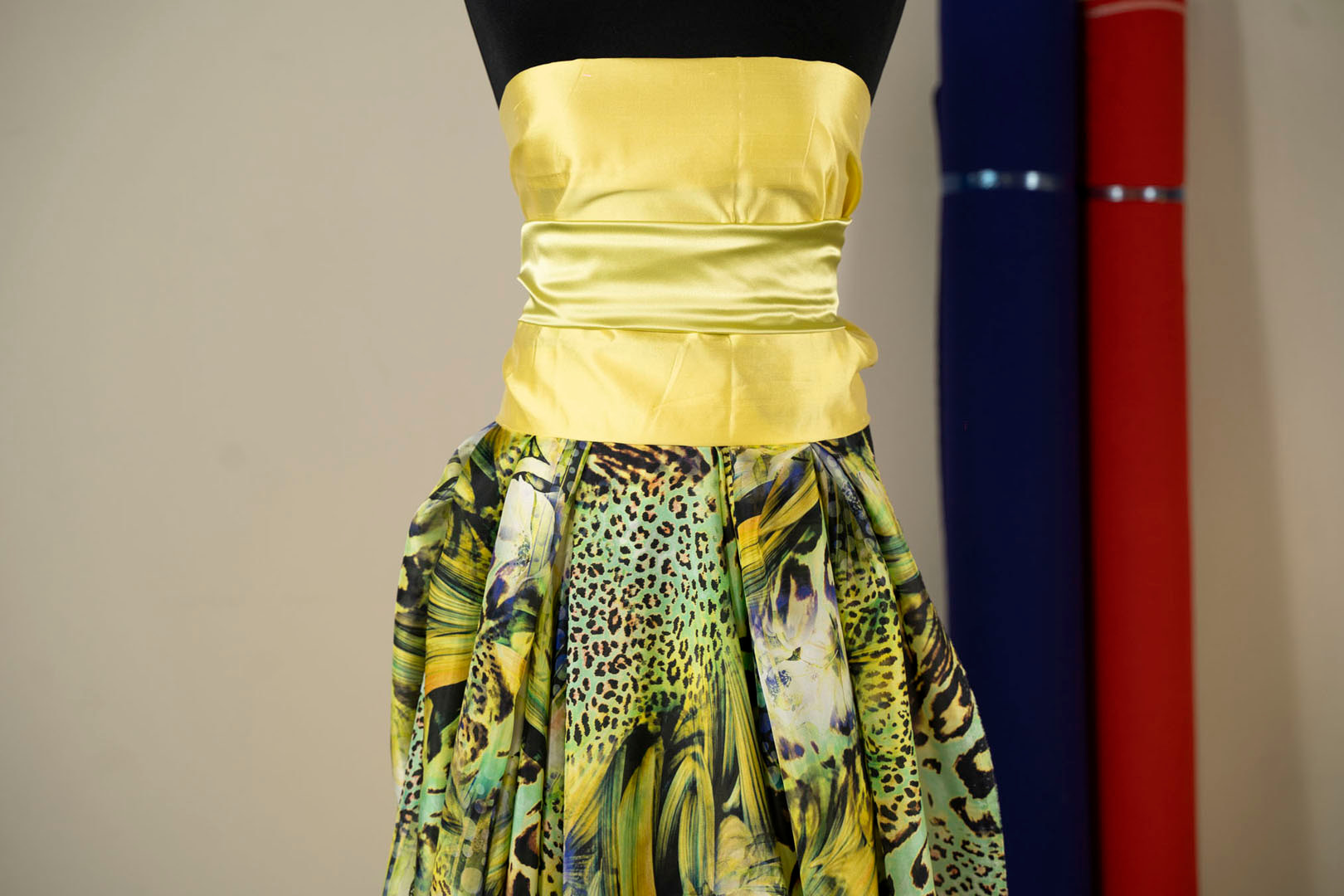 Sun Yellow Silk Shantung Satin Apparel Fabric