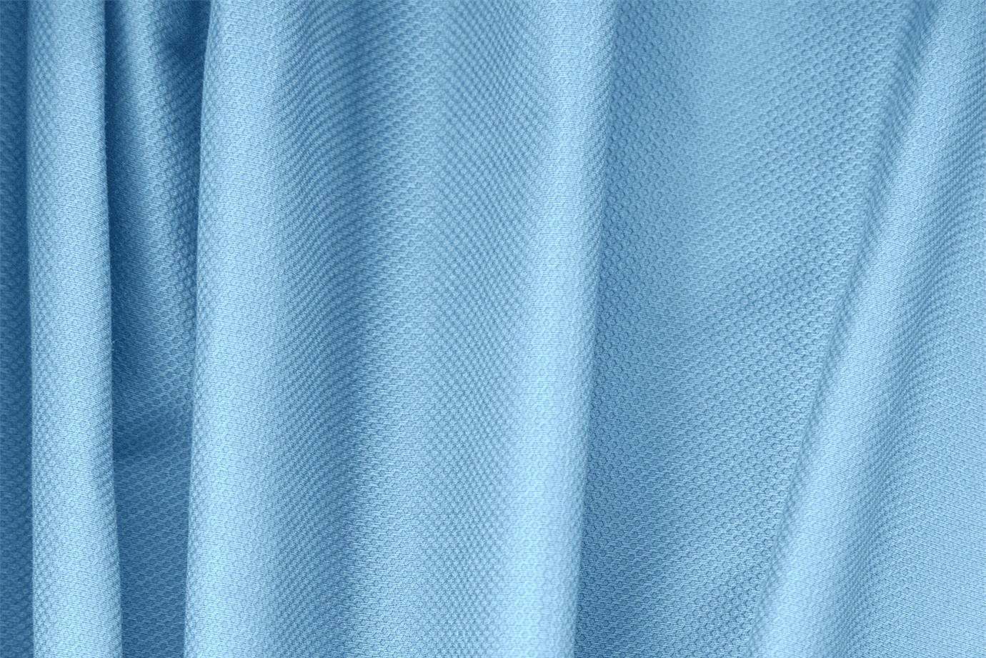 Capri Blue Cotton, Stretch Pique Stretch Apparel Fabric