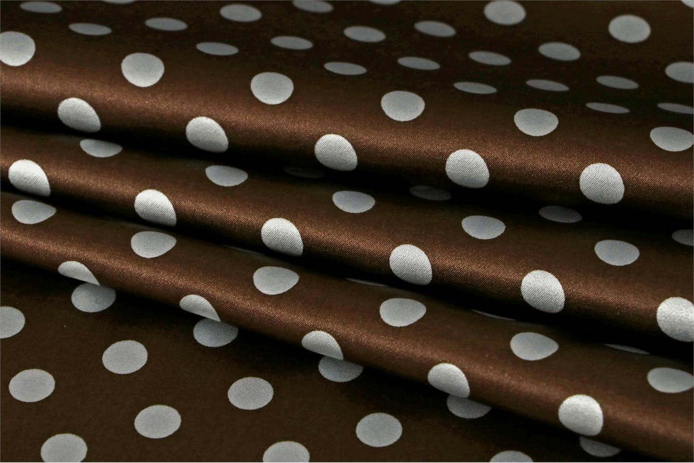 Blue, Brown Silk Satin Polka Dot Fabric - Raso Se Omnibus Pois 201705