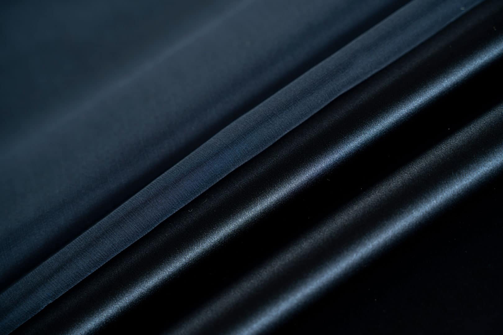 Navy Blue Silk Crêpe Satin fabric for dressmaking