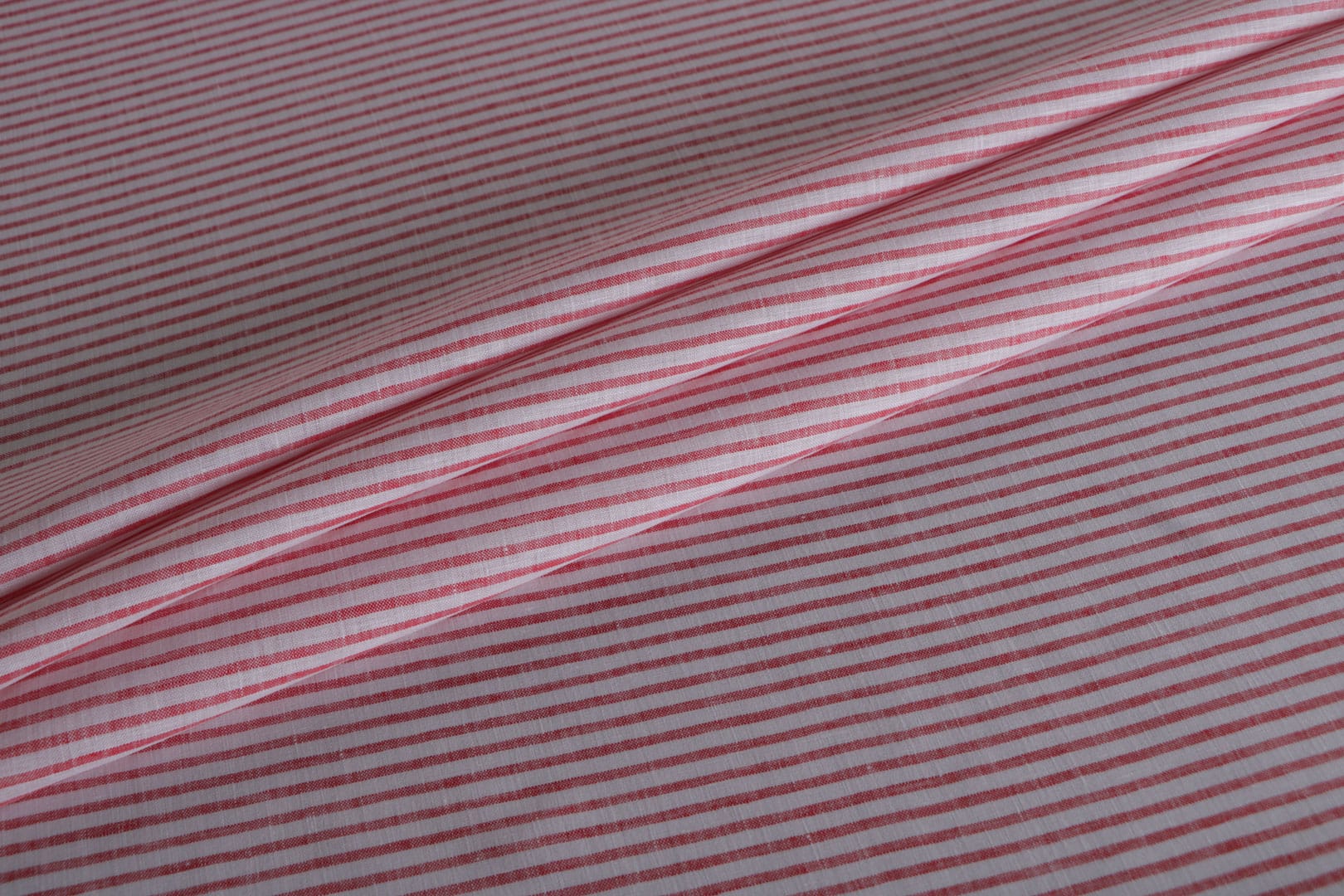 Red, White Linen Chambray fabric for dressmaking