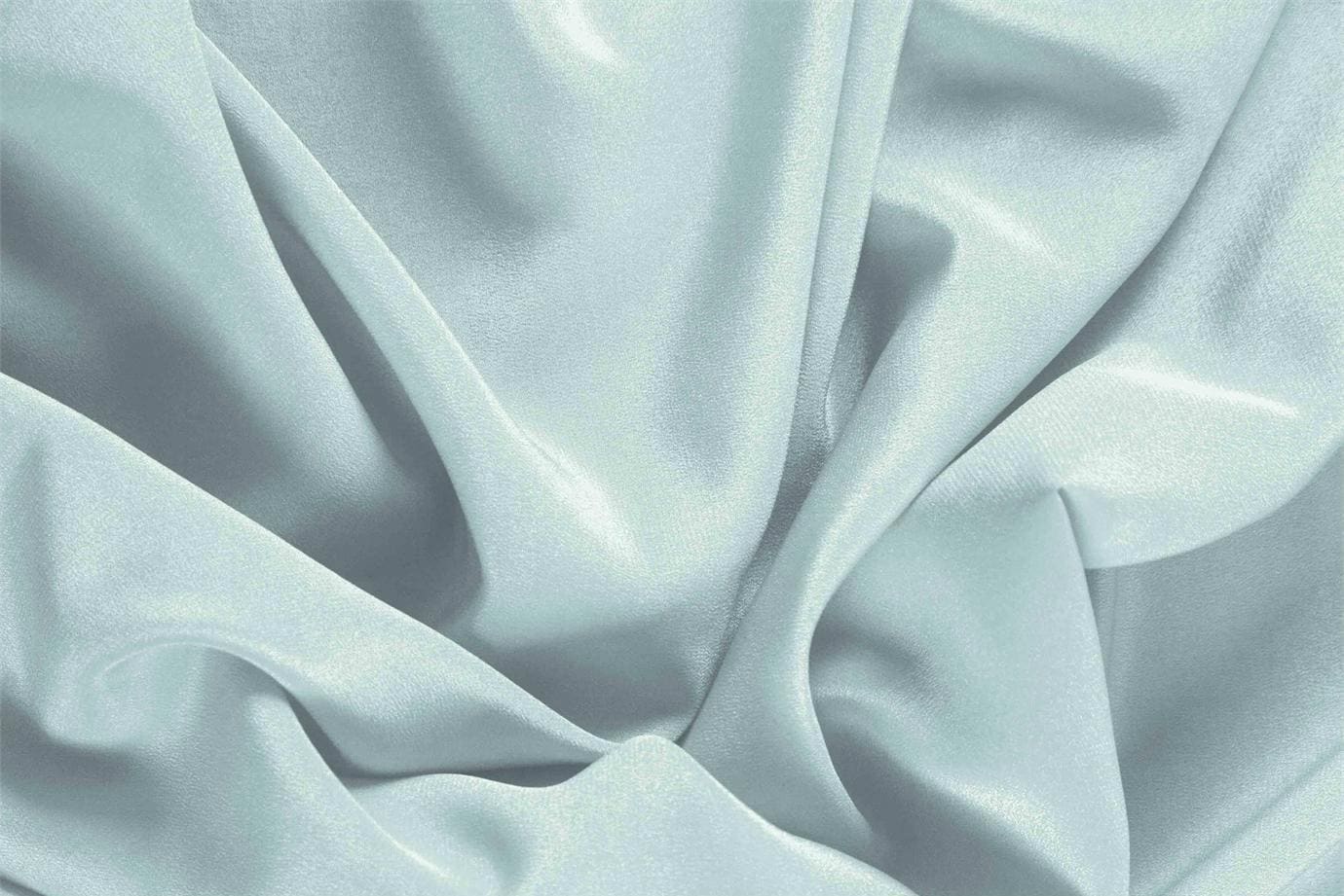 Tessuto Crêpe de Chine Blu Acqua in Seta per abbigliamento