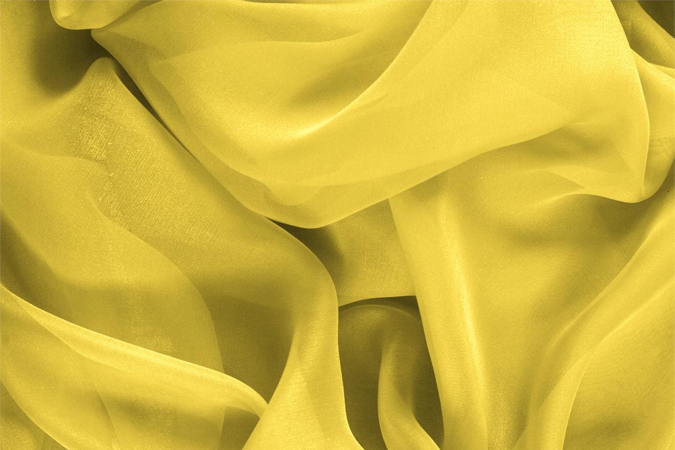 Tessuto Chiffon Giallo Primula in Seta per abbigliamento